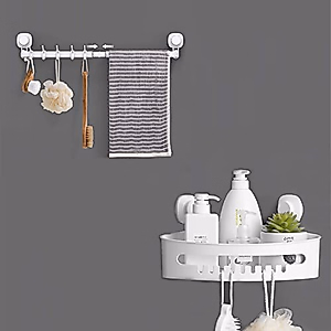 LUXEAR Suction Cup Towel Bar and Suction Cup Corner Shower Caddy