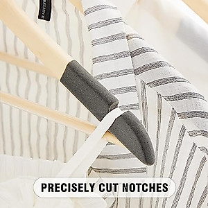 Solid Natural Wooden Coat Hangers, 20 Pack Heavy Duty Smooth Finish Suit Hangers with Non-Slip Pant Bar, Precisely Cut Notches & Chrome Swivel Hook for Closet, Wardrobe