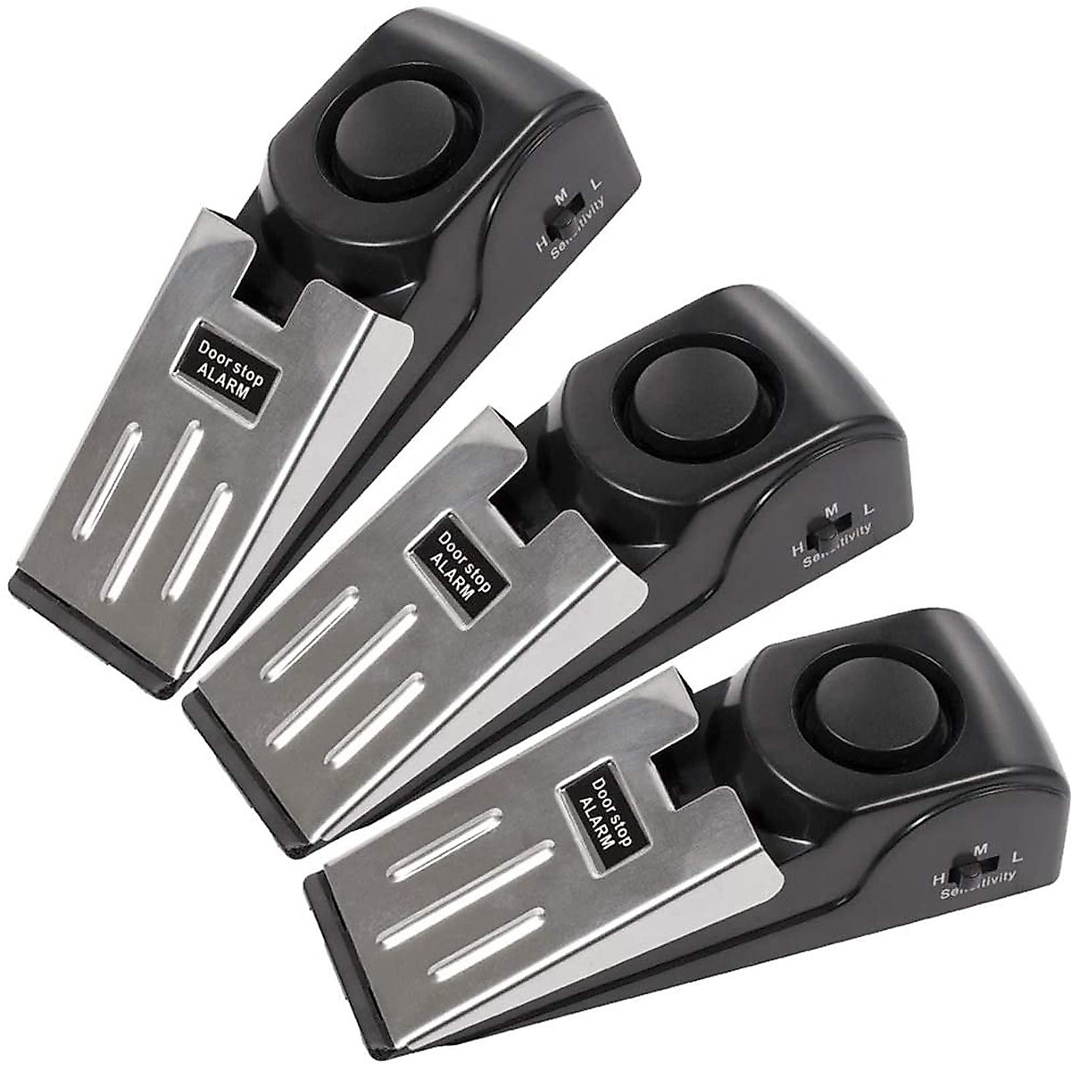 TOWODE Upgraded Door Stop Alarm 3-Pack, Door Stoppers Security Alarm with 120 dB - Great Gift for Traveling Hotel Home Apartment Door Stopper Security Tools