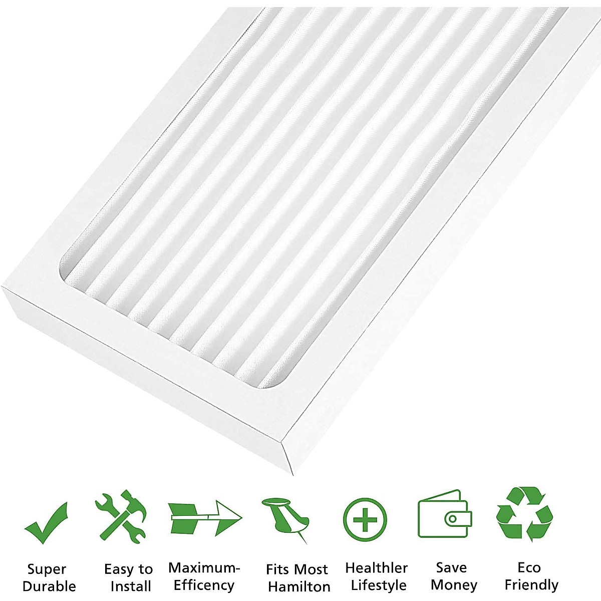 2 Pack 04383 True HEPA Replacement Filter Compatible with Hamilton Beach 04383 Air Purifier 04384 04385 04386A HEPA Filter Replacement, 99% HEPA-Grade filter, Replace Part # 990051000