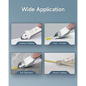 EVOHONOUR Caulking Tool Kit, Stainless Steel Caulk Remover Tool, 4 in 1 Caulk Tool for Bathroom, Kitchen, Floor, Window, Sink Joint, Frames Seal