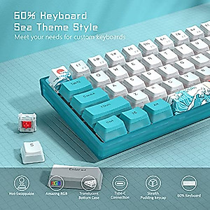Womier 60% Percent Keyboard, WK61 Mechanical RGB Wired Gaming Keyboard, Hot-Swappable Keyboard with PBT Keycaps for Windows PC Gamers - Linear Red Switch