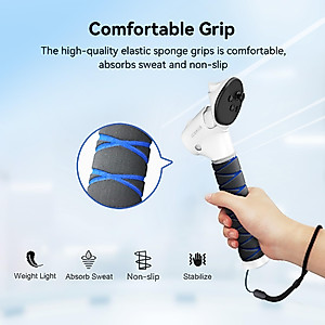 AMVR Upgraded Handle Attachment Compatible with Meta/Oculus Quest 3S/Quest 3 Accessories, 3-in-1 VR Gorilla Tag Long Arms Sticks, Beat Saber Handles, Golf Club Attachment, Extension Grips, VR Game