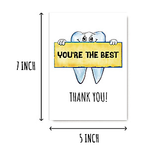 GoGiDesigns Dentist Thank You Card - You Are The Best Funny Card - Cute Tooth Card - Great Appreciation Card - Dental Thank You Card, White