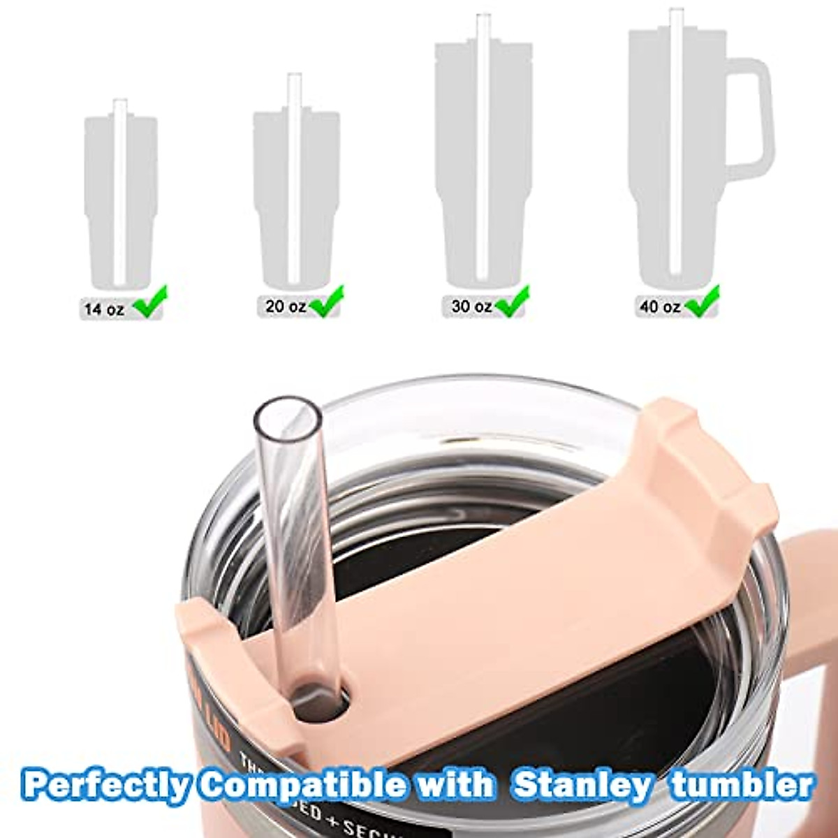 AIERSA 6 Pack Replacement Straws Compatible Stanley 40oz Tumbler,Plastic Clear Reusable Straw for Stanley Adventure Quencher Travel Tumbler,Long Straws with Cleaning Brush for Stanley Cup Accessories