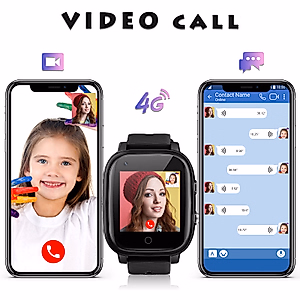 cjc 4G Kids Smartwatch with GPS Tracker,Smart Watch w Camera for Kids,2 Way Voice & Video Call SOS Alert Smartphone Cell Phone Smart Watch,4-15 Years Boys Girls Children Birthday, Black