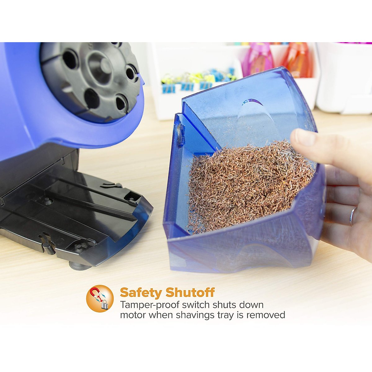 Bostitch Office QuietSharp 6 Electric Pencil Sharpener, Heavy Duty Classroom Sharpener, Size Selector with 6 Different Sizes, Perfect for Classroom and Homeschool Use, Blue