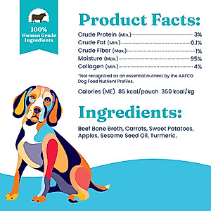 Solid Gold Beef Bone Broth for Dogs - Grain Free Dog Food Topper Rich in Collagen and Superfoods - Nutrient Dense Dog Gravy Topper for Dry Food - Promotes Gut Health and Hydration - 12 Pack