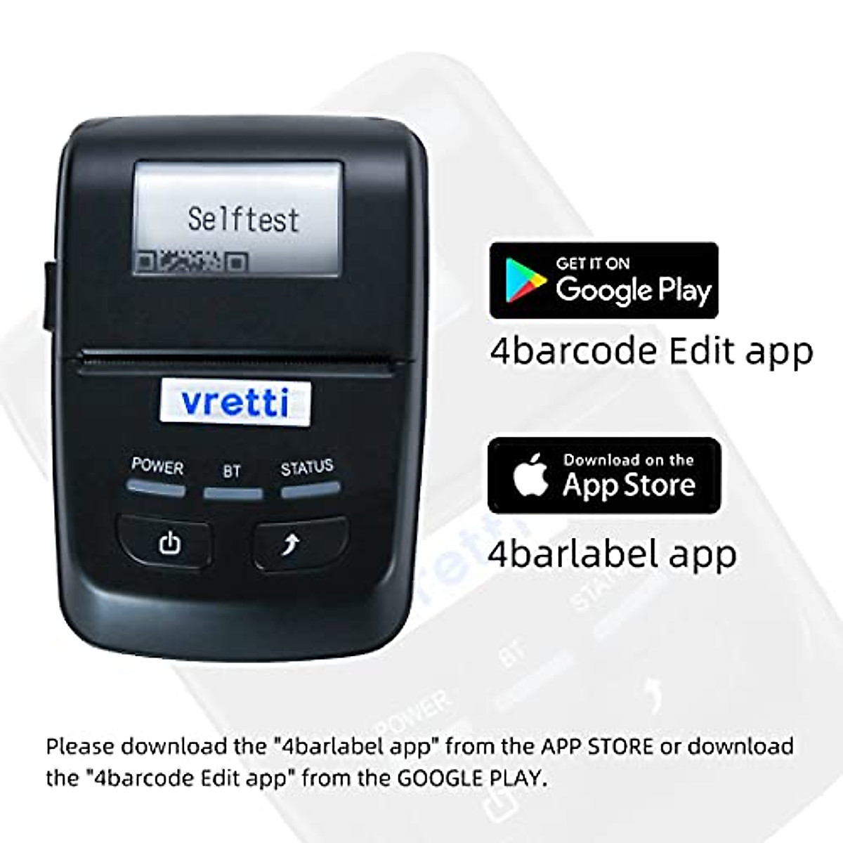 vretti Bluetooth Receipt Printer, 2inches 58mm Portable Direct Thermal Printer Compatible with Android,Windows, Mini Wireless Mobile USB POS Printer for Restaurant Retail, Sales, Kitchen, Hotel