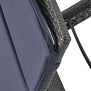 Christopher Knight Home Salem Outdoor Wicker Adjustable Chaise Lounge with Colored Cushions, 2-Pcs Set, Multibrown And Navy Blue