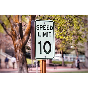 (4 Pack) Speed Limit 10 MPH Sign, Slow Down Sign, Traffic Signs,18 x 12 Inches Engineer Grade Reflective Sheeting, Rust Free Aluminum, Weather Resistant, Waterproof, Durable Ink, Easy to Mount