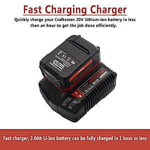 20V Max Battery Charger Replacement for Craftsman CMCB104,Compatible with Lithium Batteries CMCB101 CMCB204 CMCB202 CMCB201 CMCB209 CMCB205 CMCB102 CMCB100 (CMCB104)