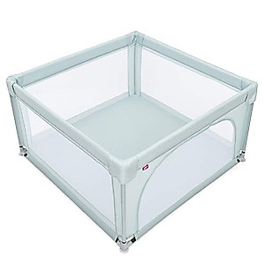 Costzon Baby Playpen, Extra Large Playard for Babies w/ 50 Ocean Balls, Infant Safety Gates with & Anti-Slip Suckers, Children's Fences with Breathable Mesh Walls, Toddler Play Yard (Blue)