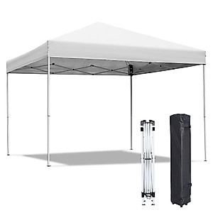 ZENY 10x10 Pop Up Canopy Tent Easy Set-up Outdoor Patio Canopy Adjustable Straight Leg Heights Instant Shelter with Wheeled Bag, Ropes