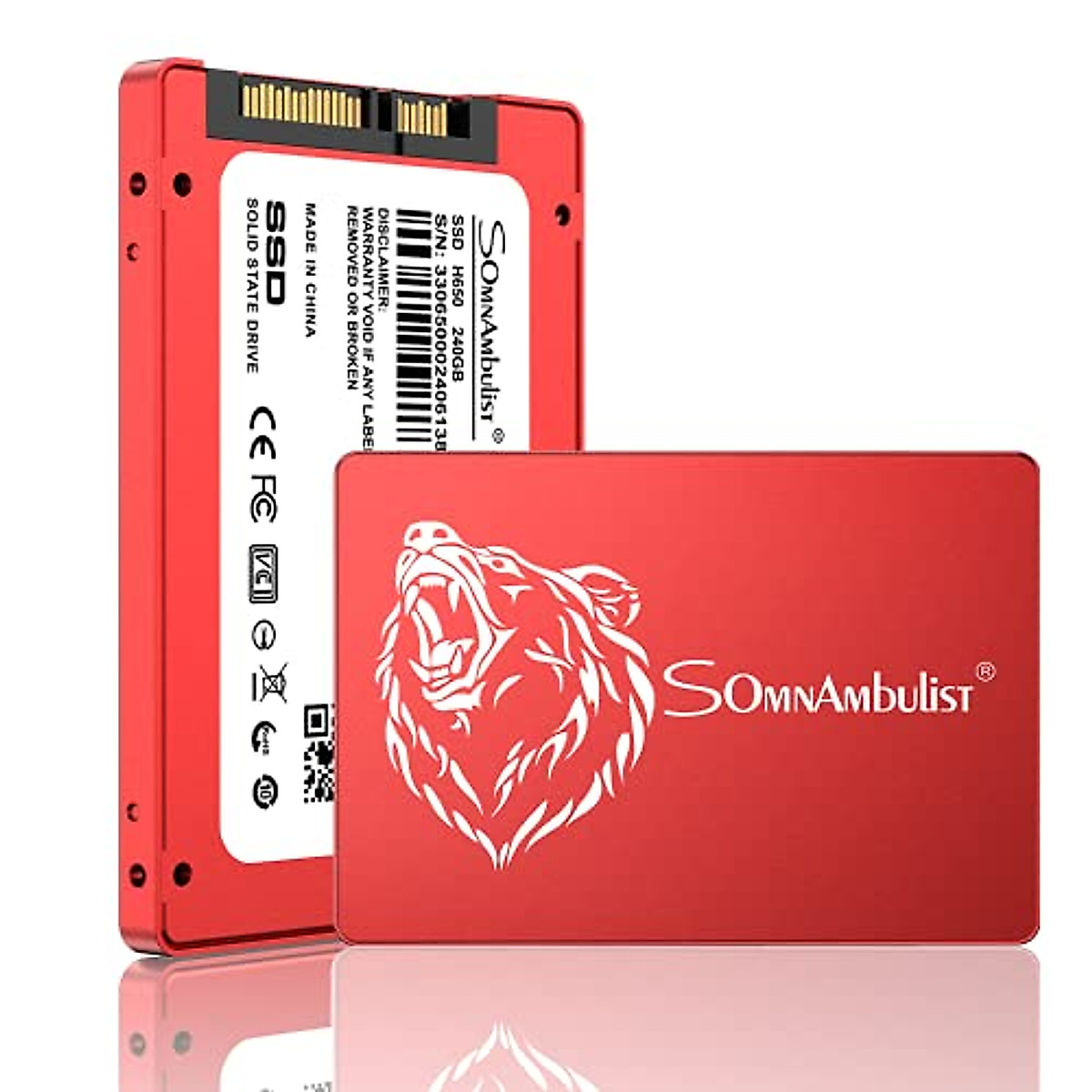 Somnambulist 2.5 Inch SATA 3 120GB 240GB 60GB SATA3 SSD Internal Hard Drive for Laptop (Red Bear-60GB)