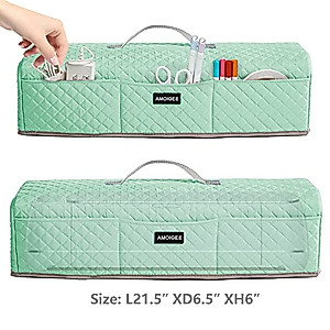 AMOIGEE Padded Dust Cover Compatible with Cricut Maker, Cricut Maker 3, Explore Air 2, Cricut Explore 3 Machine, with Pockets for Cricut Accessories, Mint