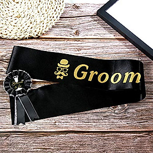 2 Pieces Groom Sash Badge Set Includes Groom to Be Satin Sash Groom to Be Award Ribbon Badge Brooch for Bachelor Party Engagement Celebration Supplies