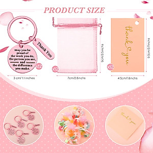 Yinkin 36 Pcs Employee Appreciation Gifts Bulk for Coworkers Keychains Organza Bags with Cards for Social Worker Staff Gifts(Pink)