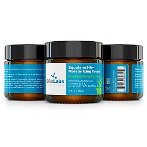 Pure Plant-Based Squalane HA+ Moisturizing Cream with Hyaluronic Acid – Organic ECOCERT Approved USDA Certified Squalane Derived from Sugarcane – Moisturizer For Face, Body & Skin - 2 fl / 60 ml