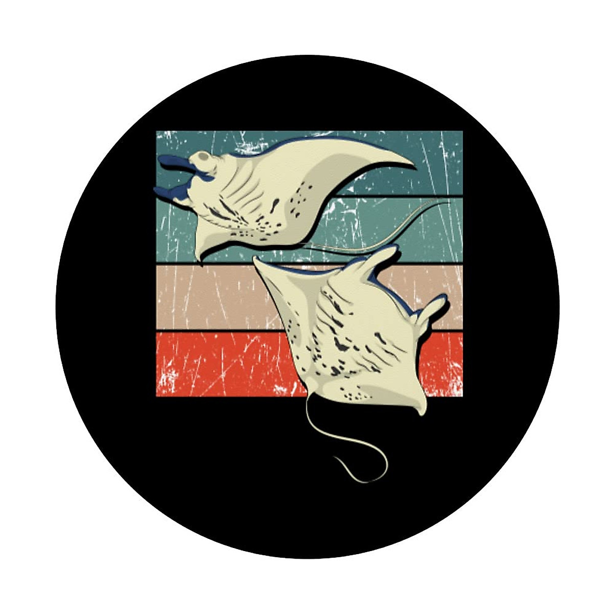 Retro Ocean Animal Manta Ray Lover Scuba Diving Manta Ray PopSockets Swappable PopGrip