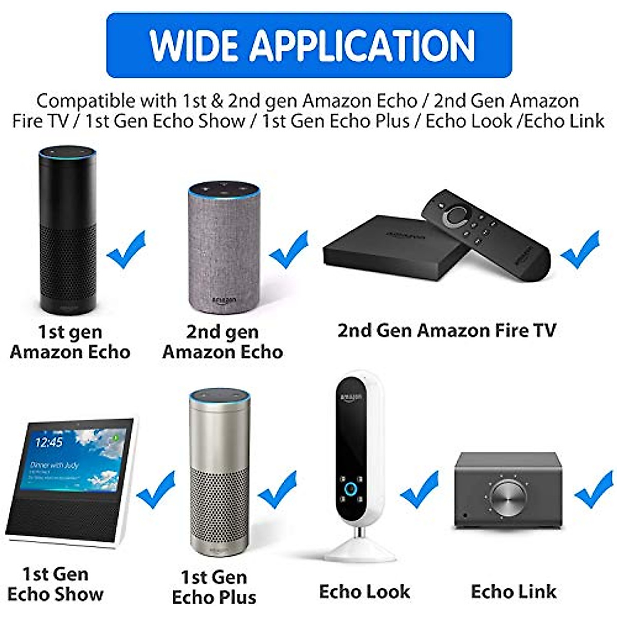 Power Adapter for Amazon Echo 1st and 2nd Gen, Amazon Fire TV 2nd Generation, 6ft, AC DC Adapter Replacement Switching Charger, Power Supply for Amazon Echo Cord Wireless Speaker