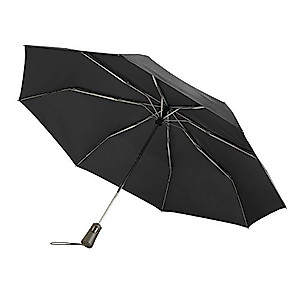 totes Titan Compact Travel Umbrella, Windproof, Water Repellent Auto Open/Close , Black