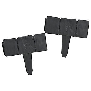 VRAXO Plastic Garden/Lawn Fence Stone Look 41 pcs 32.8',Garden Borders & Edging-7.92lbs