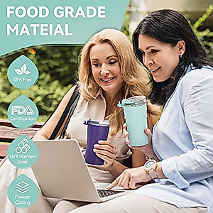 SANTECO Travel Coffee Mug 12 oz, Insulated Coffee Cups with Flip Lid, Stainless Steel Coffee Mugs Spill Proof, Double Wall Vacuum Tumblers, Reusable To Go Mug for Hot/Ice Coffee Tea - Green