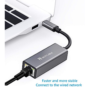 BEST CABLE USB C Network Adapter,USB C to RJ45 Gigabit Ethernet LAN Network Adapter Supporting 10/100/1000 Mbps Compatible for MacBook Pro 2019 2018 2017 iPad Pro MacBook Air XPS Galaxy S9 S8 and More