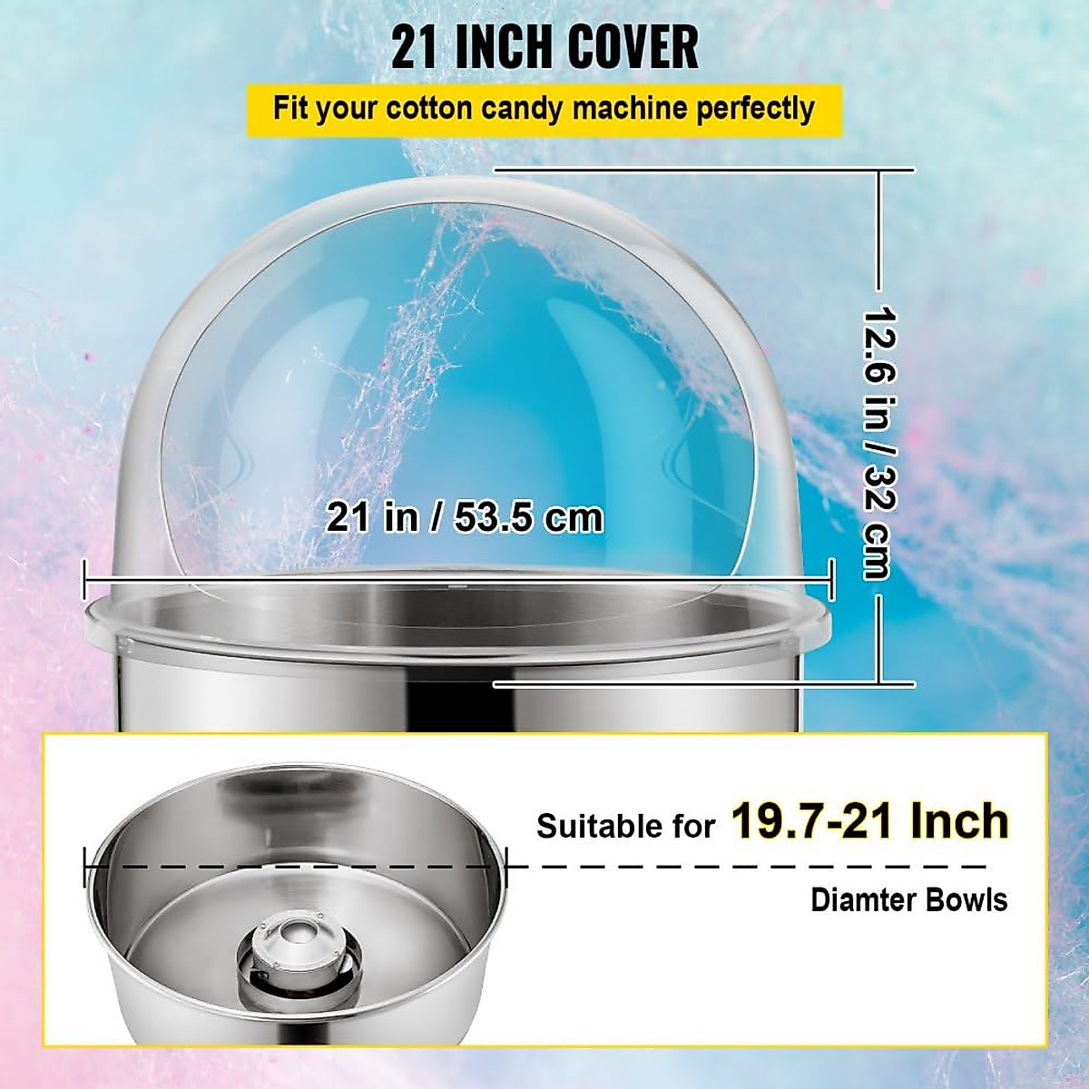 Clear Plastic Bubble Shield for Commercial Cotton Candy Machine - 20.5 Inch Cover