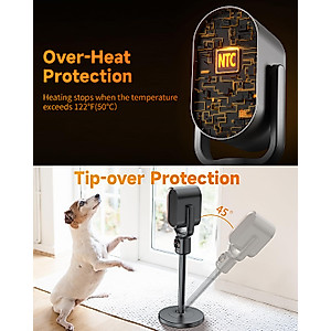 Space Heaters for Indoor Use, 30" Electric 1500W PTC Heater with Night Light Oscillation,Remote Control 3 Mode & 8H Overheat Tip-Over Protection Adjustable Height Ceramic Heater for Bedroom Office Use