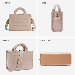 JQAliMOVV The Tote Bags for Women, Trendy Leather Tote Bags Small Top-Handle Crossbody Tote Bag Handbag for Travel Work (Khaki)