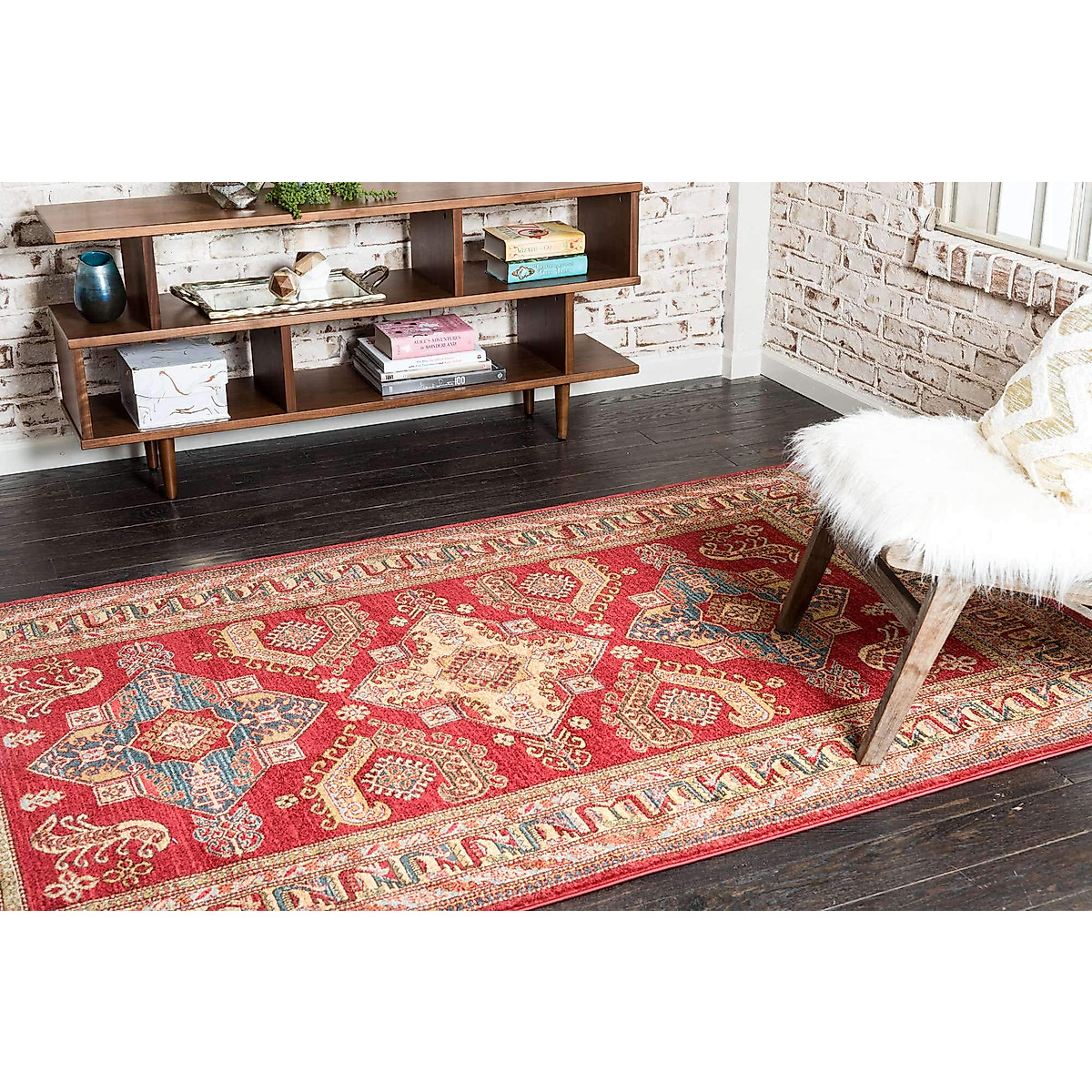 Unique Loom Sahand Collection Traditional Geometric Classic Red Area Rug (5' 0 x 8' 0)