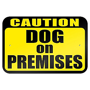 Caution Dog on Premises 9" x 6" Metal Sign