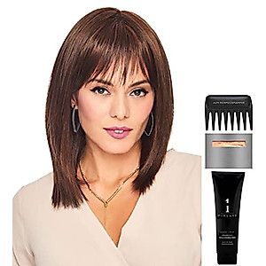 Bundle - 5 Items: Prosperity Wig by Gabor, Christy's Wigs Q & A Booklet, 2oz Travel Size Wig Shampoo, Wig Cap & Wide Tooth Comb - Color: LIGHT BROWN