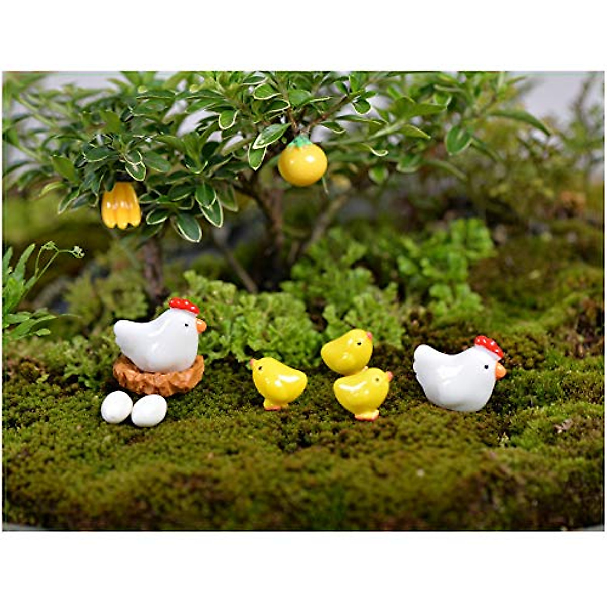SPWOLFRT 26 Pcs Cute Mini Animal Figurines Miniature, Family Chicken Cock Ornament Micro Fairy Garden Décor for Moss Landscape DIY Terrarium Crafts Accessories Home Outdoor Indoor (Chicken Family)