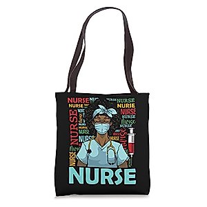 Black History Month Nurse Afro Girl Womens Day Graduation Tote Bag