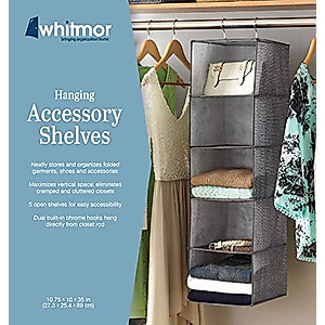 Whitmor Hanging Accessory Shelves 5 Open Sweater Shelves Crosshatch Gray