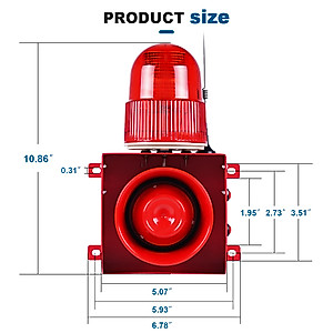 Saladulce Wireless Industrial Siren Alarm 0.311 Mile Outdoor Siren Strobe 120dB Remote Control Sound and Light Alarm IP65 Waterproof Emergency Strobe Warning Light (110V Without Plug)