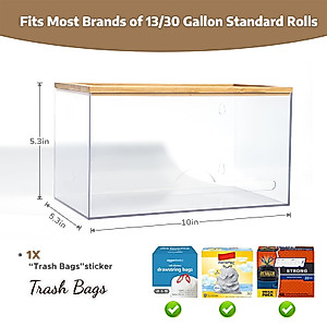 JYPS Trash Bag Holder Dispenser Organizer With Bamboo Lid, Wall Mounted, Garbage Bag Dispenser Holder, Trash Bag Dispenser Standrad Roll Holder for Kitchen Organization, Under Sink