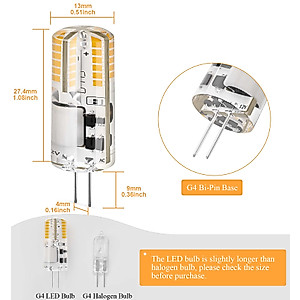 DiCUNO G4 3W Bi-pin LED Bulb, 30W T3 Halogen Bulb Equivalent, AC/DC 12V Warm White 3000K, Non-dimmable LED Light Bulb for Home Landscape of 10 Pcs