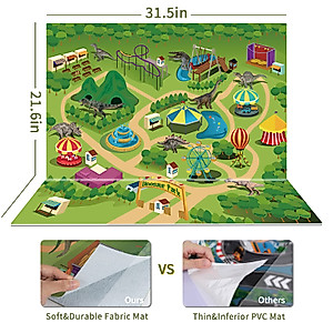 TEMI 25 in 1 Tyrannosaurus Rex Dinosaur Carrier Truck Set, Toddler Dinosaur Transport Car Toys for Kids 3-5 with Play Mat, 18 Dino Figures, Eggs, Capture Dinosaurs Playset for 3 4 5 6 7+ Year Old