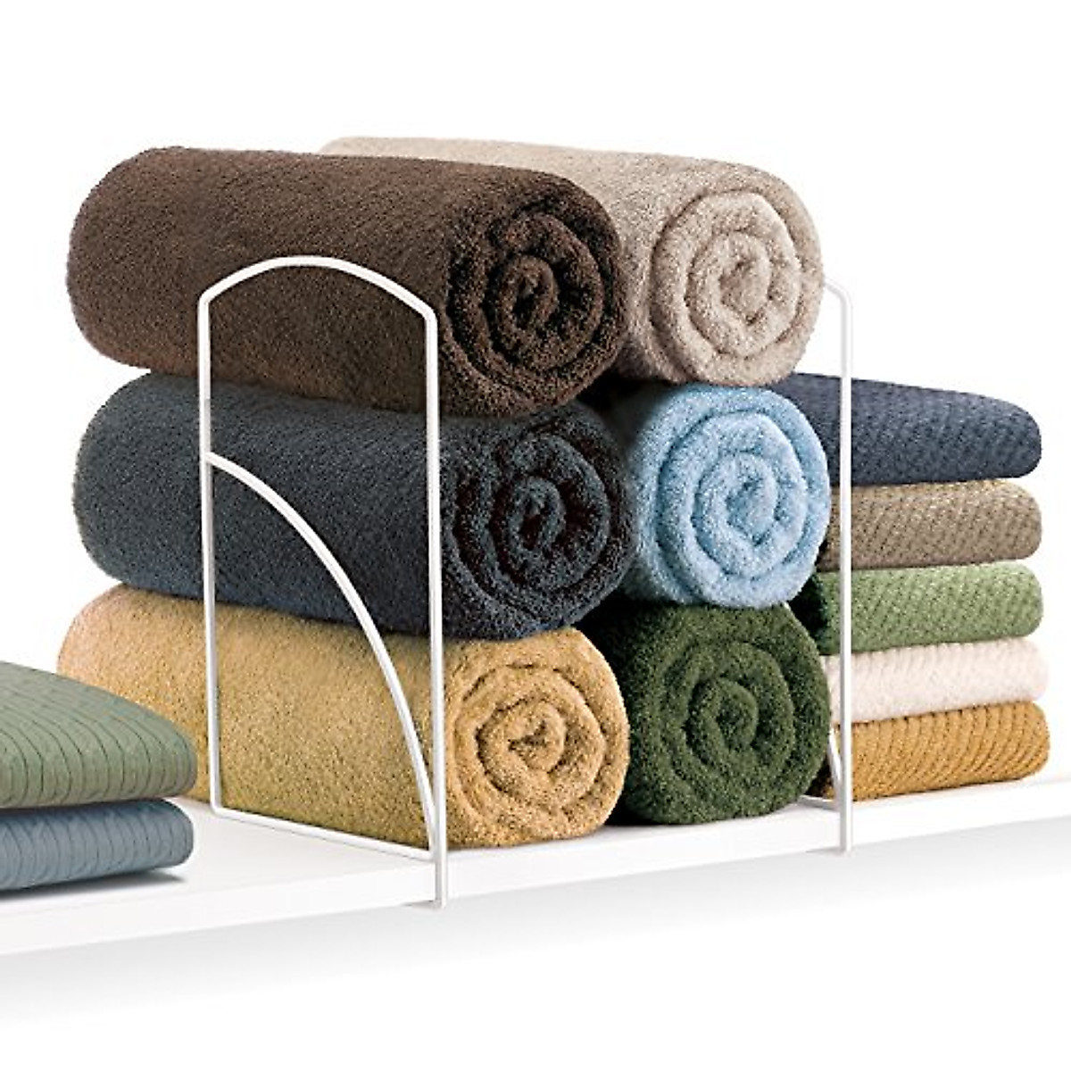 Lynk® Tall White Shelf Dividers - Linen Closet Organizers and Storage - Linen Storage - Closet Organization - Towel Organizer for Closet (Set of 2)