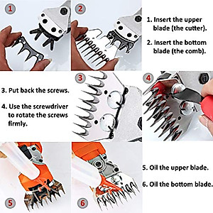 TAKEKIT Sheep Shears Wool Clippers Universal Replacement Blades, Shearing Comb and Cutter Blade Set, Stainless Steel Straight 13-Teeth