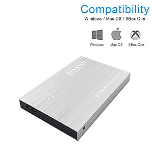 HWAYO 750GB External Hard Drive Portable 2.5'' Ultra Slim HDD Storage USB 3.0 for PC, Laptop, Mac, Chromebook, Xbox One (Silver)