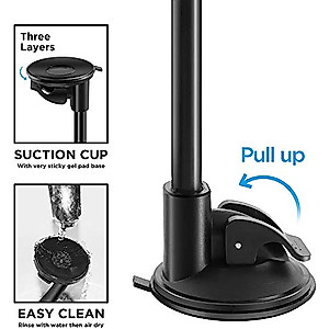 IPOW Upgraded Truck Phone Mount Holder Universal 11 Inches Long Arm Windshield Dashboard Car Mount Cradle with Adjustable X Clamp&Ultra Dashboard Base for Smartphones