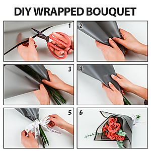 FUHITIM 20 Sheets Flower Wrapping Paper - Waterproof Black Floral Wrapping Paper for DIY Crafts, Florist Supplies Packaging for Wedding Valentine's Day Birthday Gift