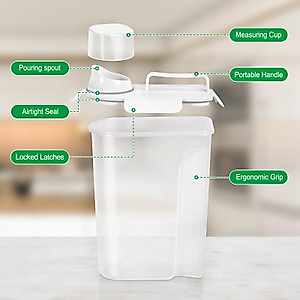 TBMax Airtight Rice Container 8 Lbs -10 Lbs, Cereal Container Dispenser, Pet Cat Dog Food Storage Container, Plastic Kitchen Pantry Food Storage Container with Cup -White
