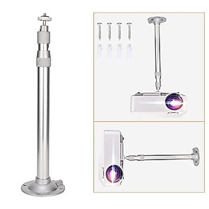 Mini Projector Wall Mount, Universal Projector Ceiling Mount, 360° Rotatable Head with Extendable Length, Projector Stand Fits Flat or Sloped Ceiling Height for LCD DLP Projectors