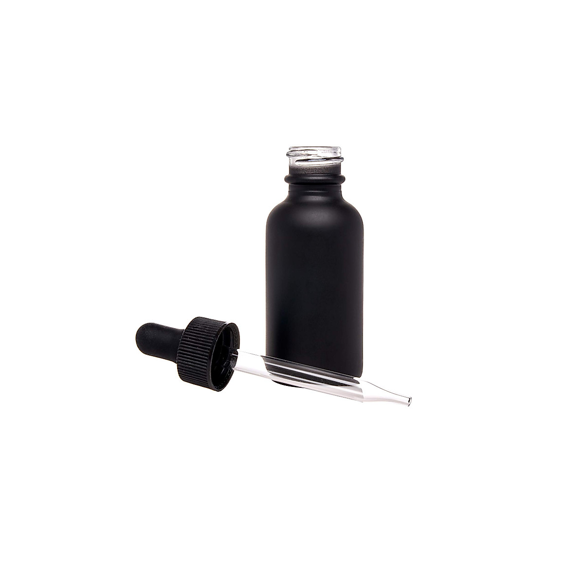 24 Pack Black Coated Boston Round Essential Oils Aromatherapy Glass Bottles Jar With Black dropper cap, 1oz